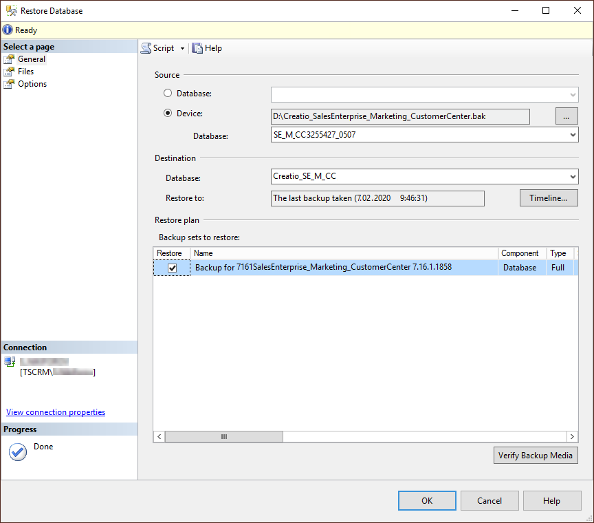 Развернуть базу данных MS SQL | Creatio Academy